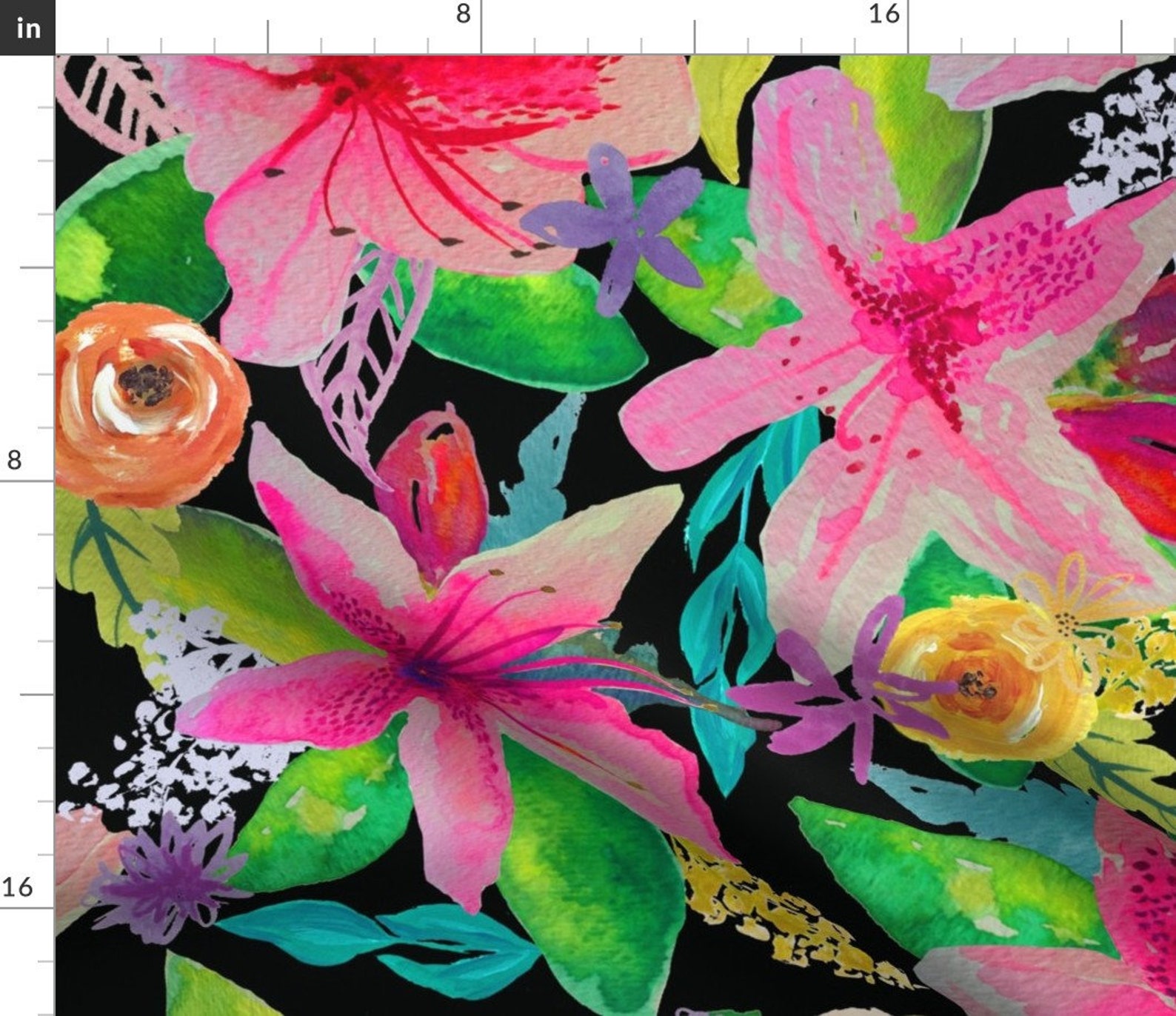 Summer Flowers Fabric Neon Azelea Garden// Large by - Etsy