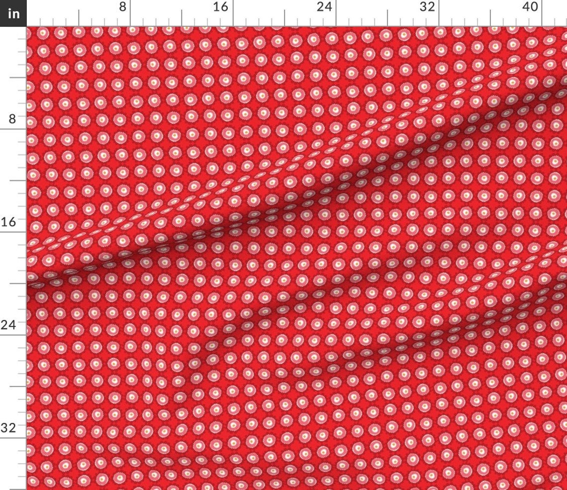 Retro Red Floral Fabric Retro Flowers by Laurawrightstudio - Etsy