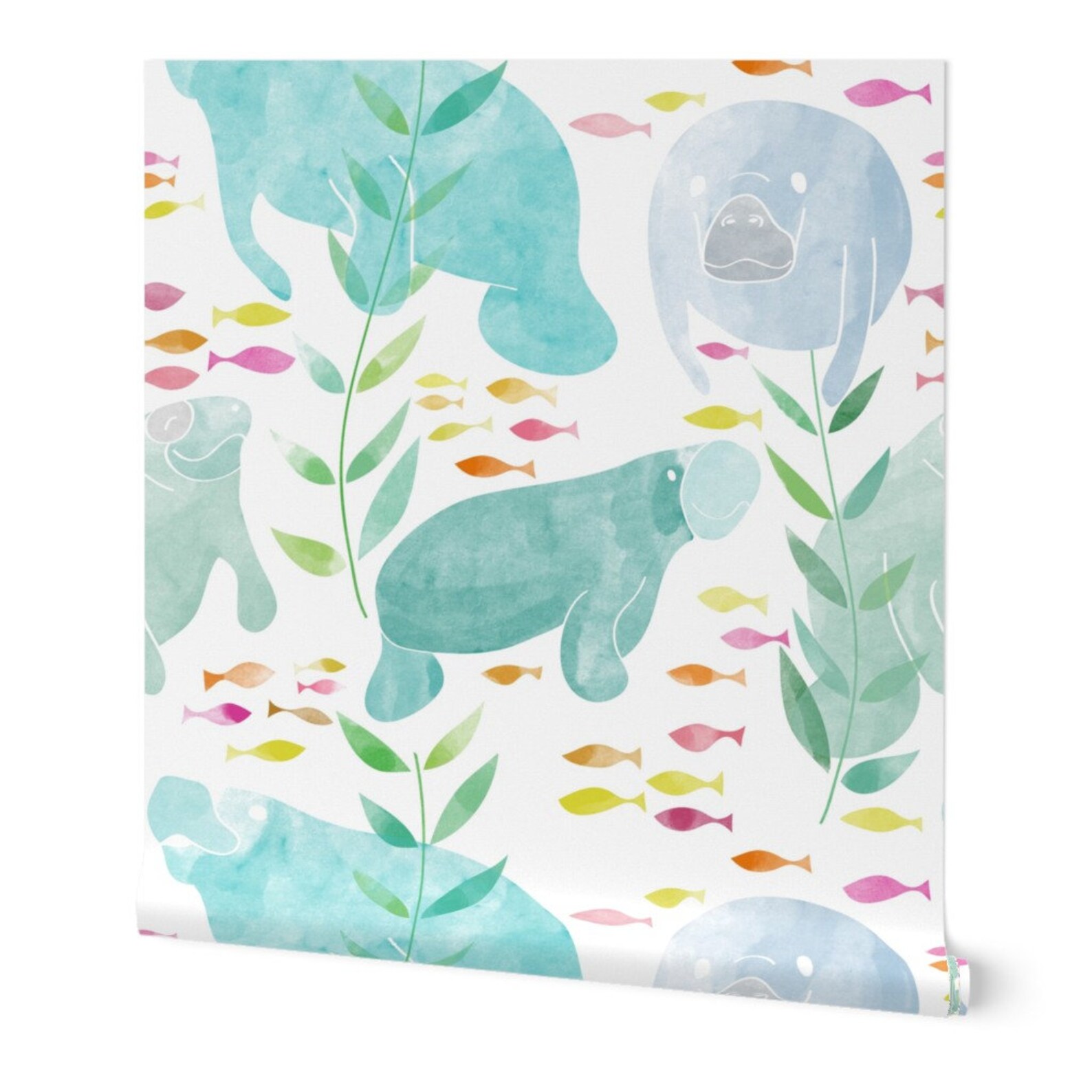 Manatee Wallpaper Lazy Manatees Watercolor by Natalievmason - Etsy
