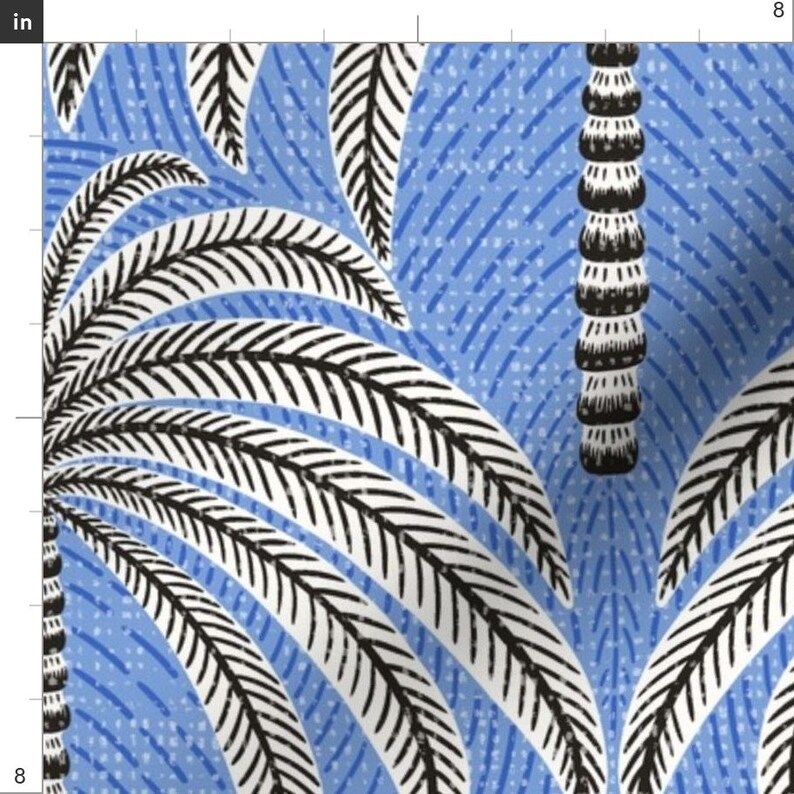 Palm Trees Fabric Blue Palm Springs by Vivdesign Hand - Etsy