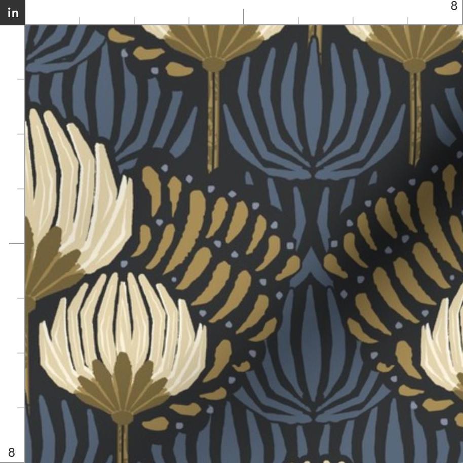 Art Deco Upholstery Fabric- 1920s Luxe Floral by Nancy_bradham - Cream ...