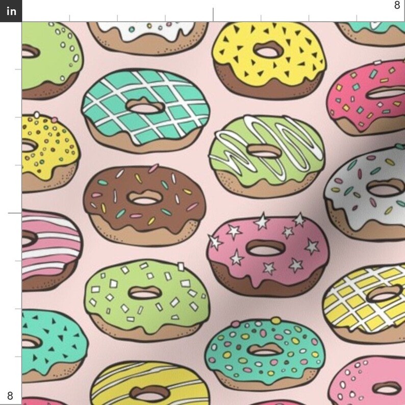 Doughnut Fabric Donuts in Pink by Caja Design Doughnut | Etsy