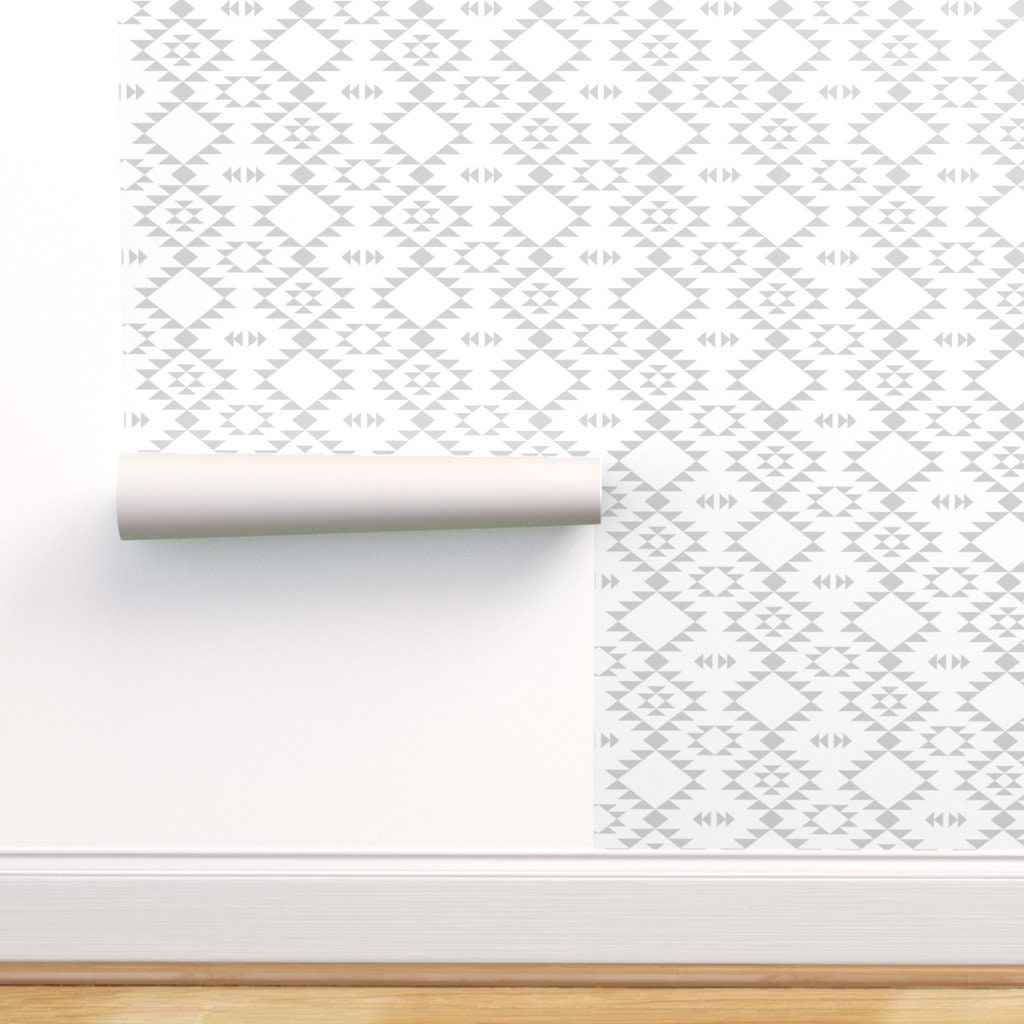 Navajo Wallpaper Navajo Gray by Kimsa Navajo Aztec Gray | Etsy