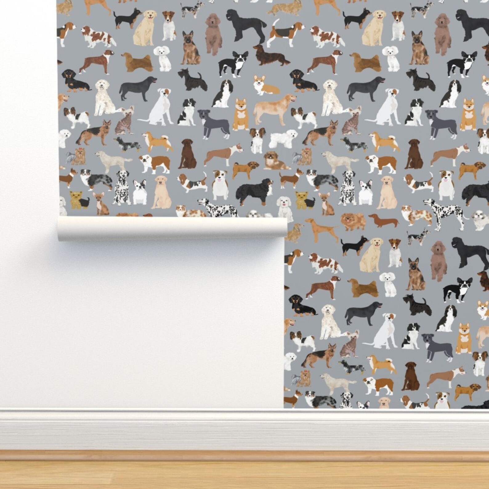 Dogs Wallpaper Gray Cute Dog Breed Design by Petfriendly - Etsy