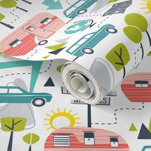 Camping Wallpaper - Road Trip - Retro Summer Camping by Heatherdutton ...