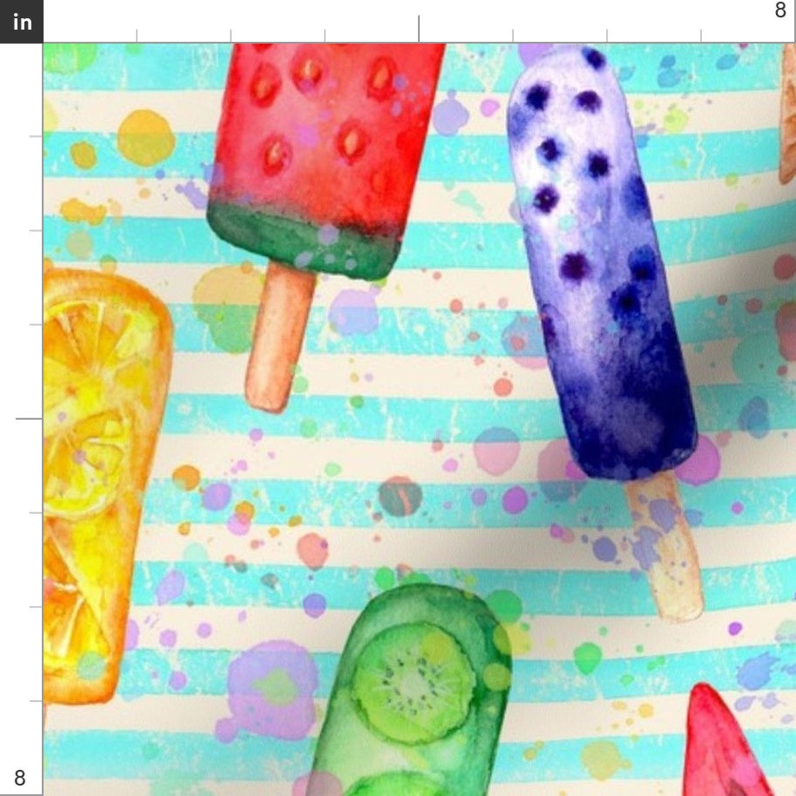 Ice Cream Stripe Fabric Retro Style Ice Cream by Olgersart - Etsy