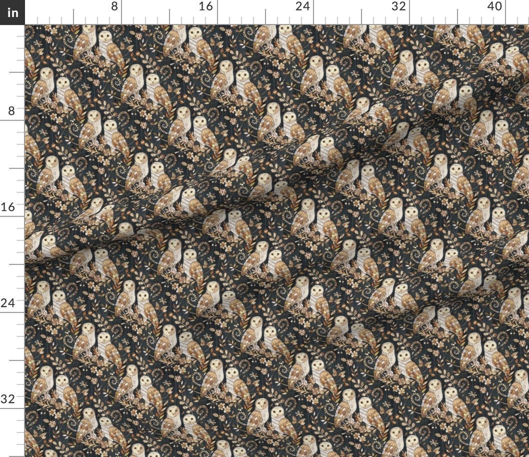 Barn Owl Fabric Wooden Wonderland Barn Owl Collage Small - Etsy