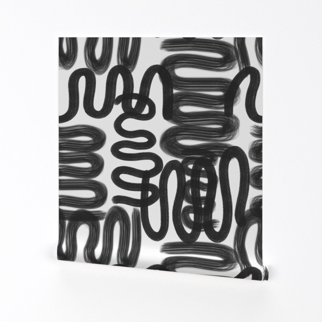 Graffiti Wallpaper Graffiti Squiggle in Black on White by Danika ...