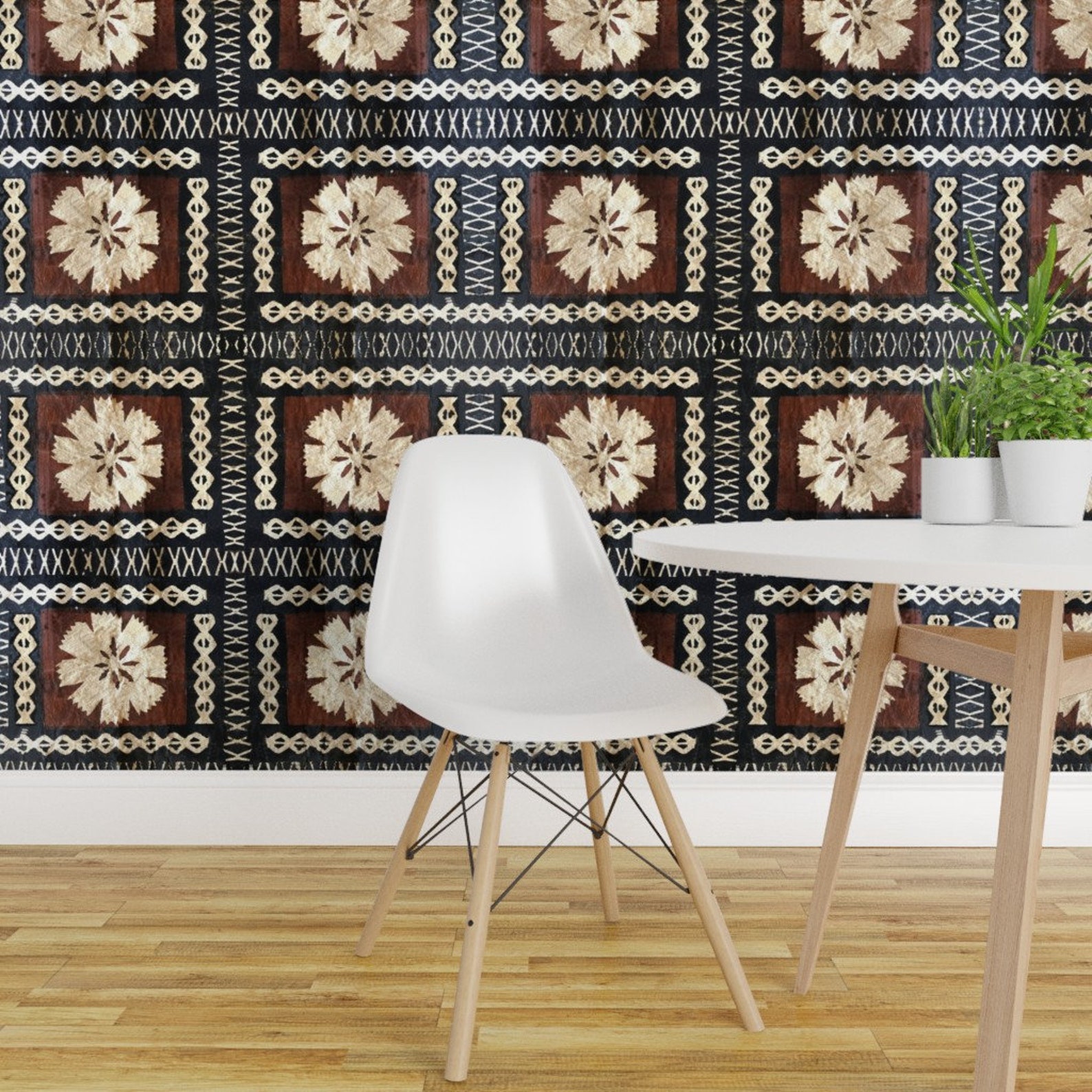 Tapa Wallpaper - Fijian Tapa Cloth 7 by Hypersphere - Brown Black Tapa ...