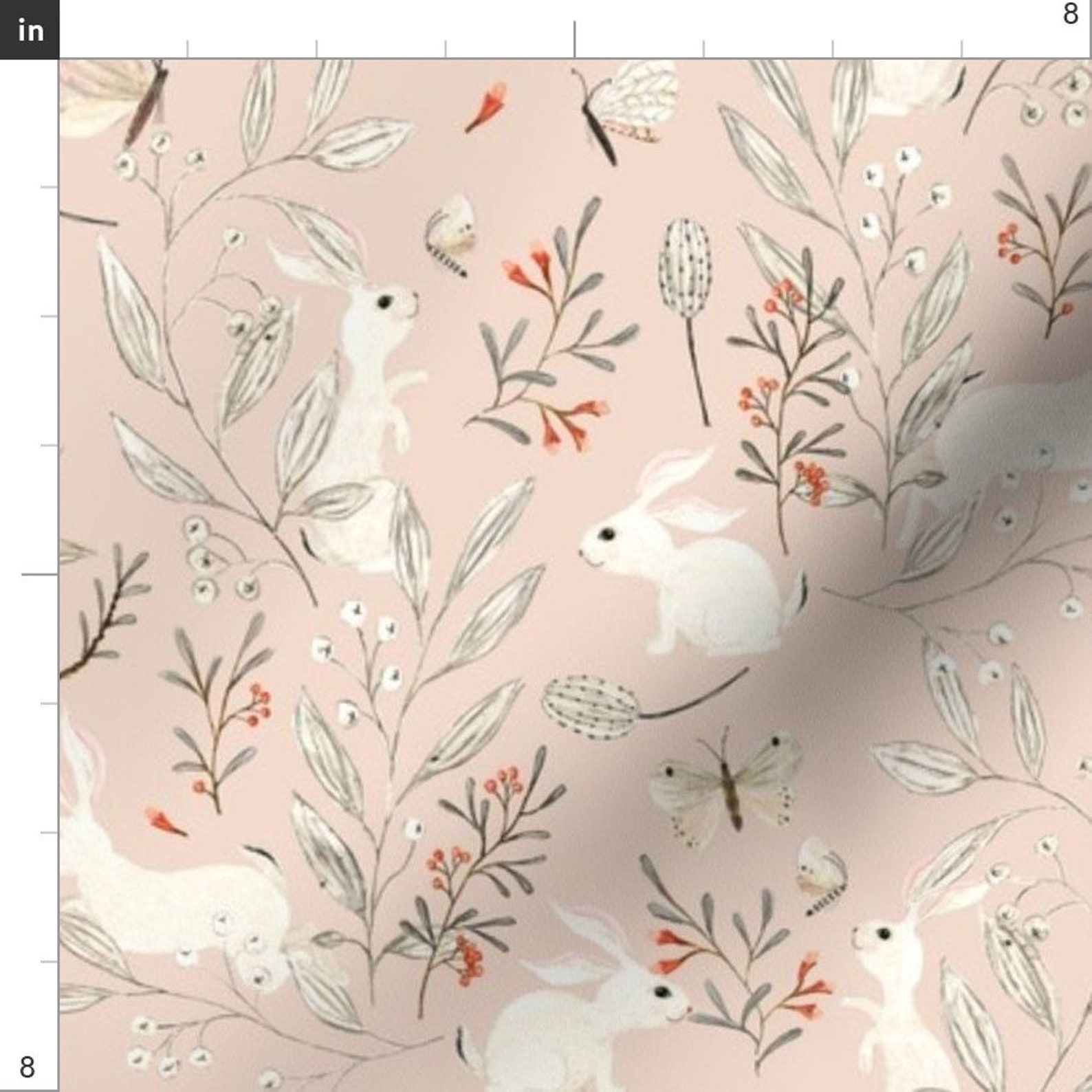 Botanical Bunnies Fabric Bunnies Pink by Katherine Quinn - Etsy