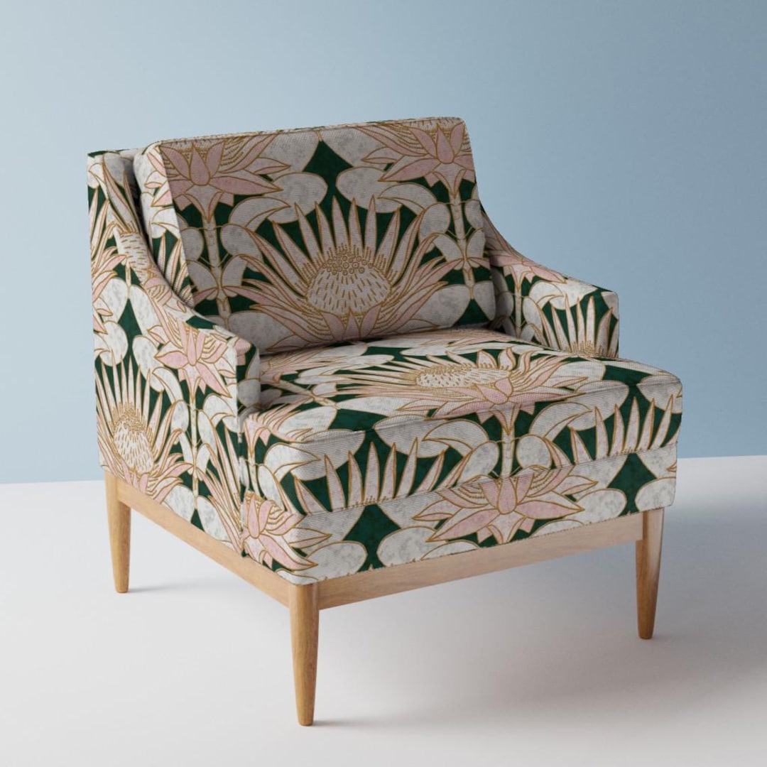 Art Deco Upholstery Fabric- Protea Art Deco by Helenpdesigns - Marble ...