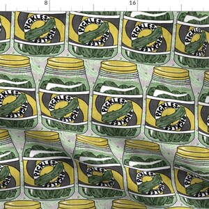 Pickles Fabric - A Stockpile of Pickle Jars by Pond Ripple - Mason Jar ...
