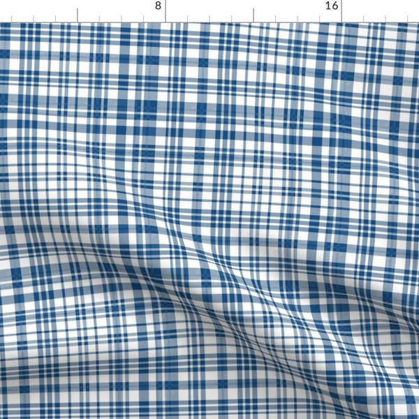 Blue Plaid Fabric - Etsy