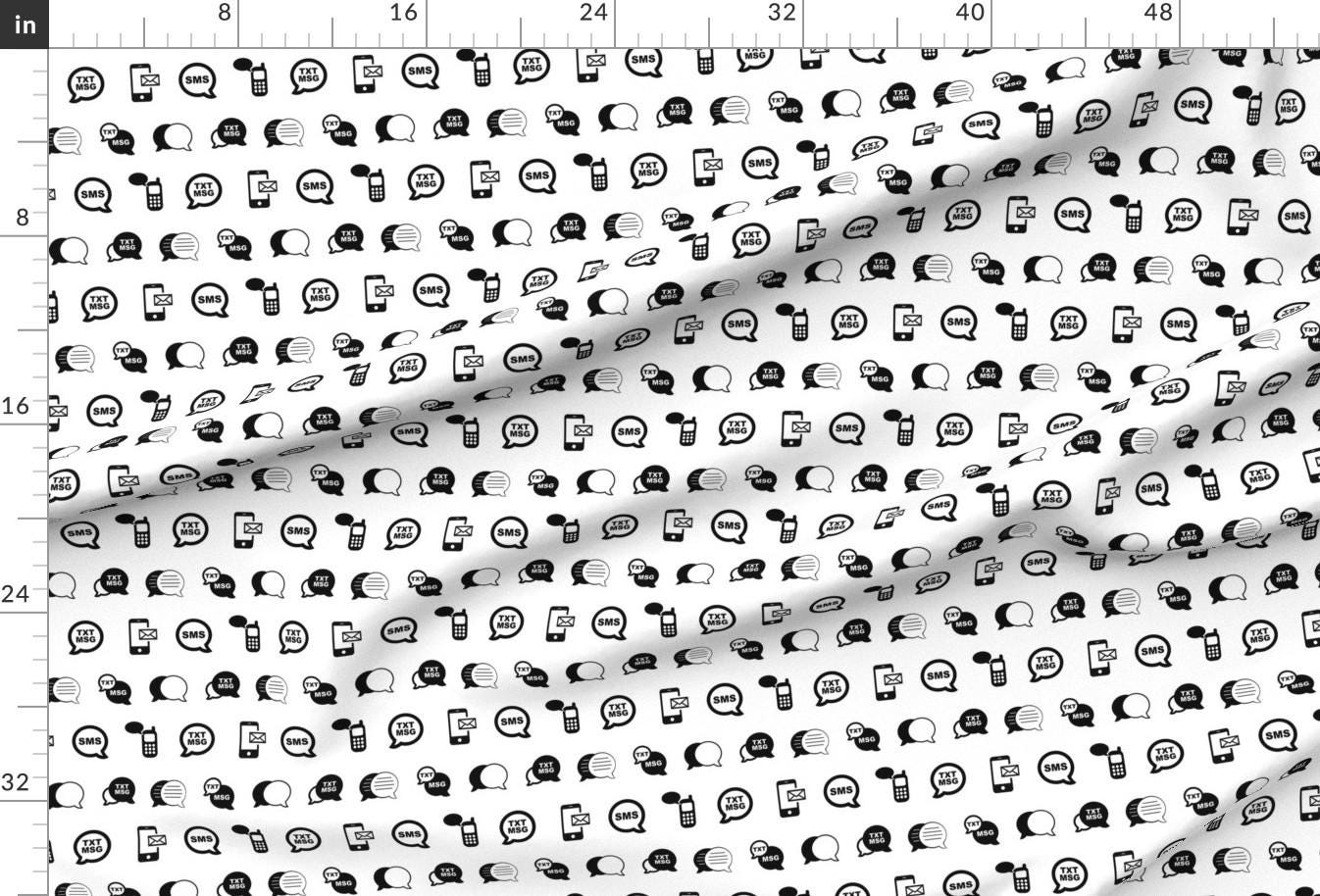 Cell Phone Fabric - Fun Mobile Phone Text SMS Messaging Black and White ...