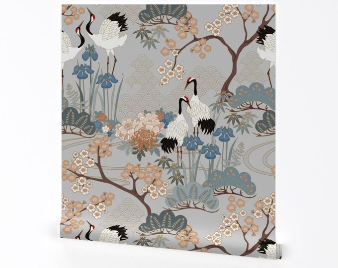 Japanese Wallpaper - Japanese Garden Gray 24in by Juditgueth - Asian ...