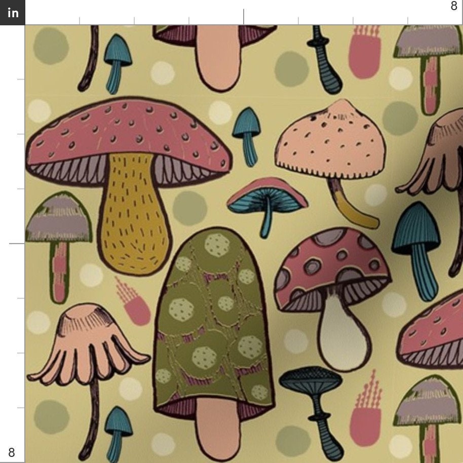 Mod Toadstool Fabric Autumn Toadstools by Slumbermonkey - Etsy
