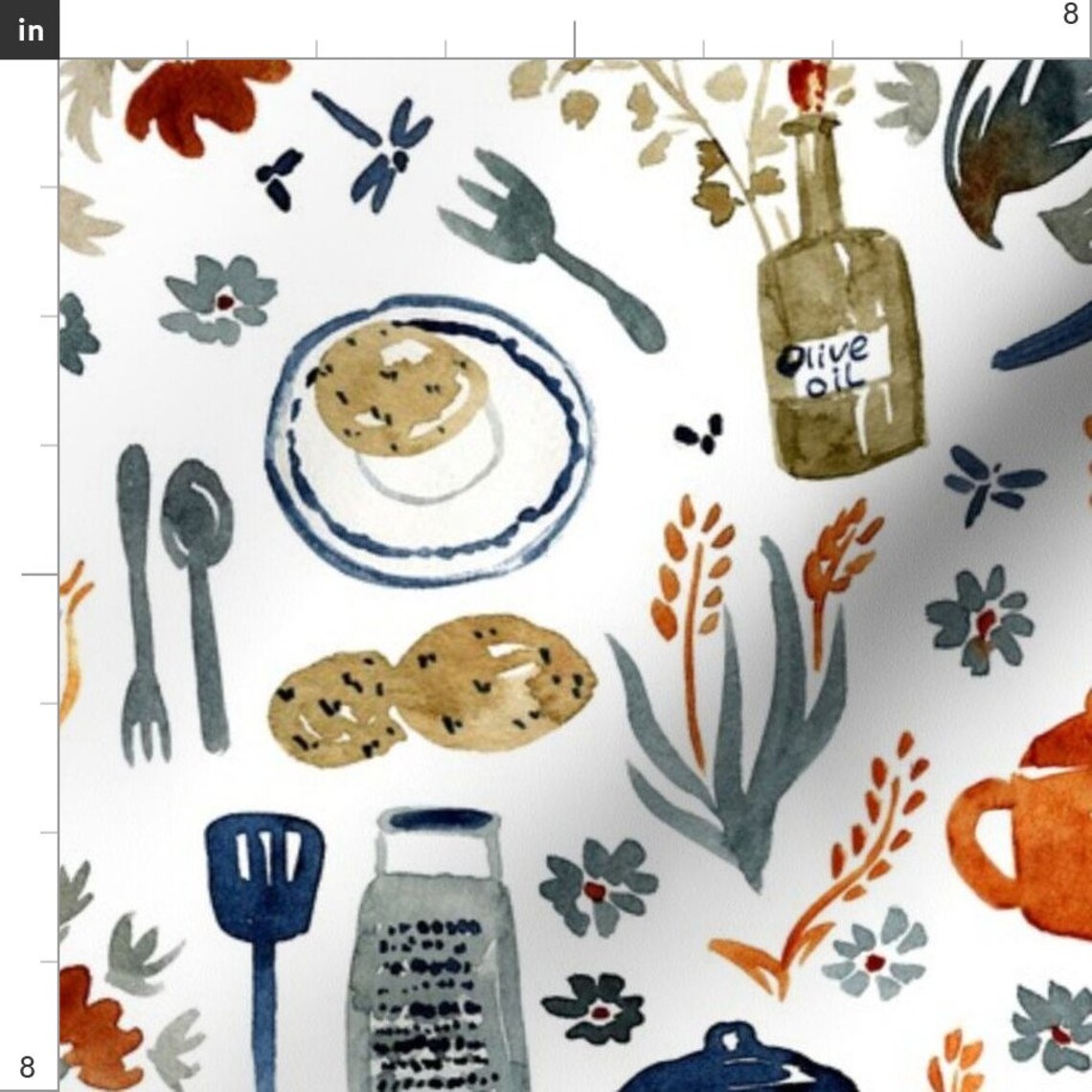 Country Kitchen Fabric Countryside Treasures by Daria Nokso | Etsy