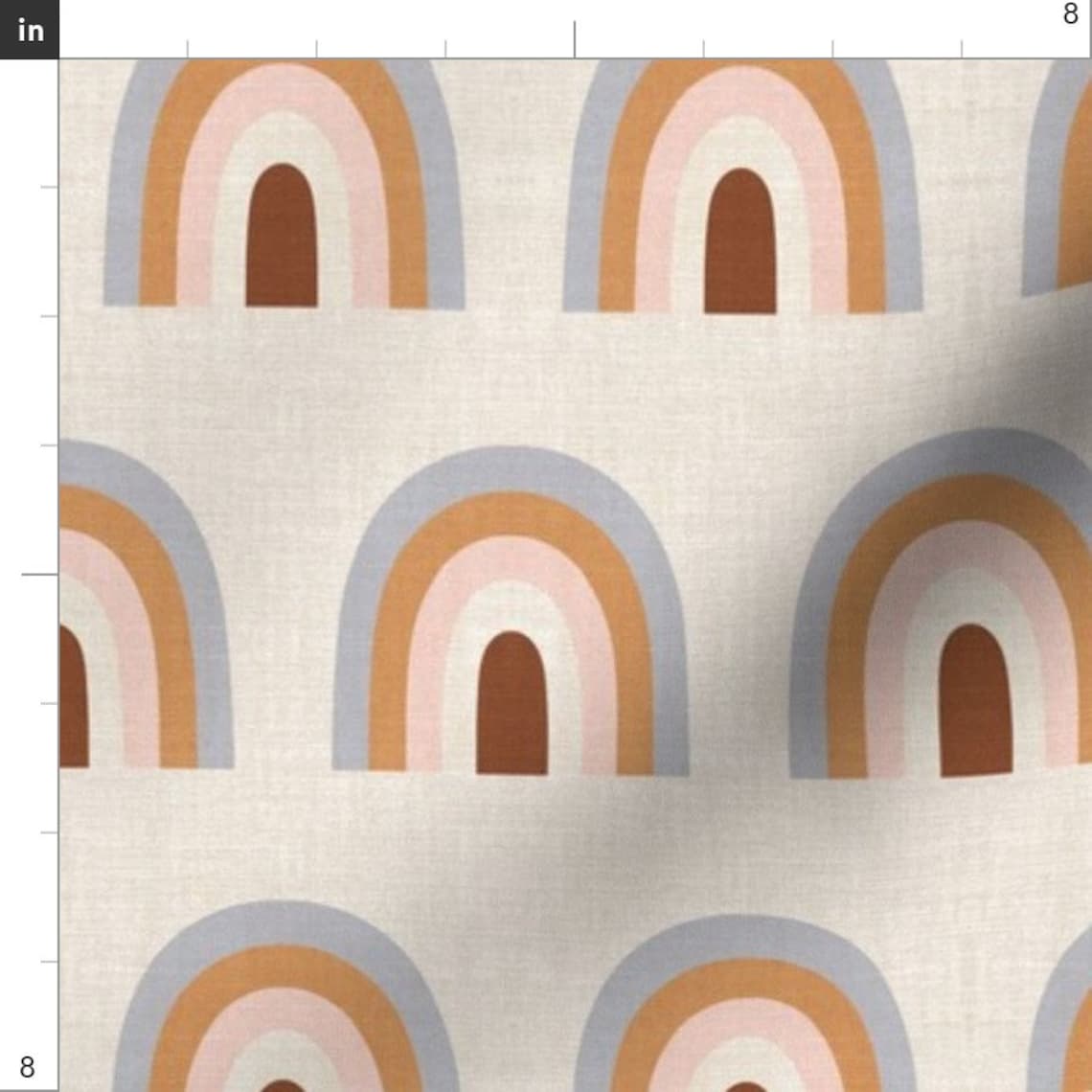 Boho Beige Rainbows Pattern Fabric Boho Rainbow by Holli | Etsy