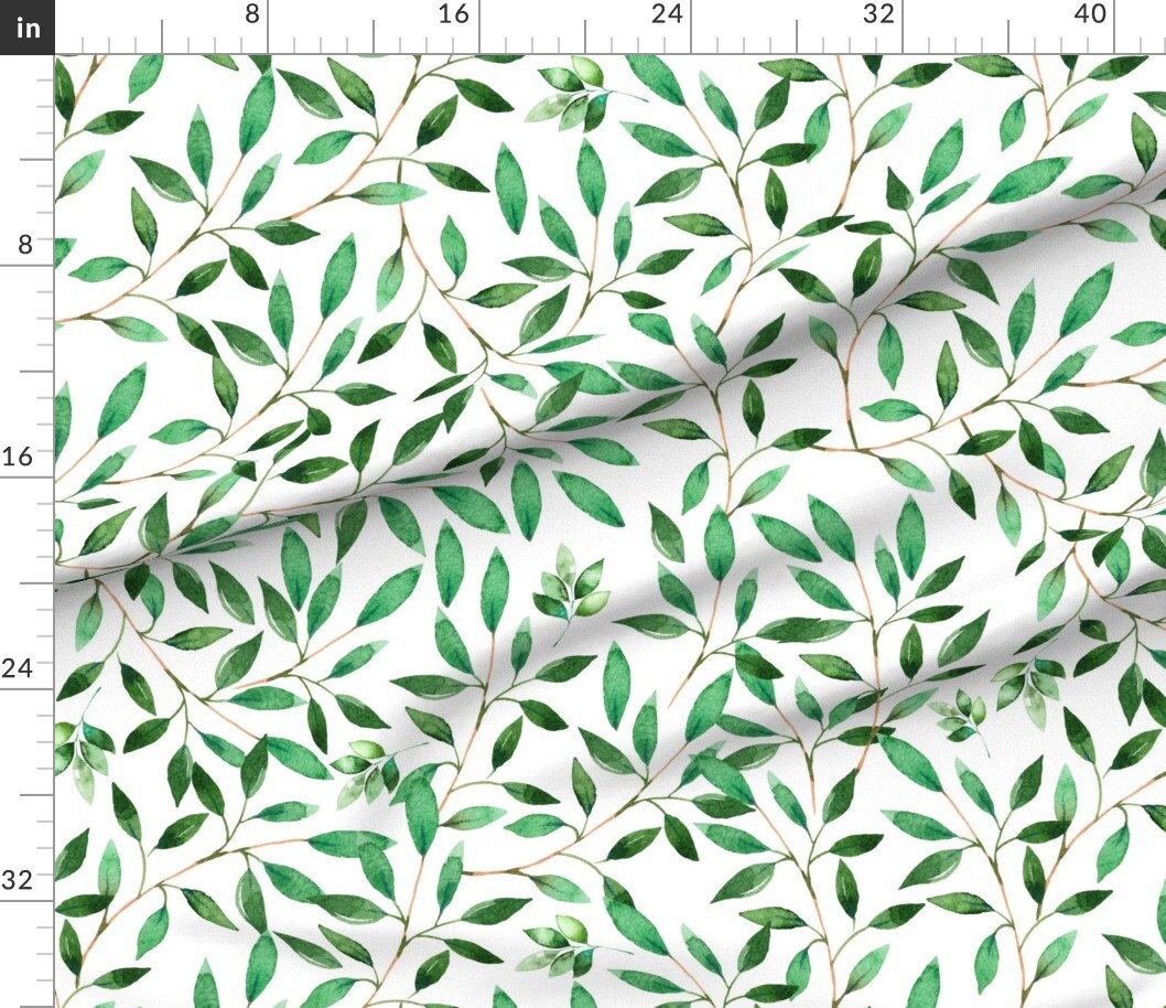 Soothing Leafy Nursery Fabric 36 Floral Elephant Green | Etsy