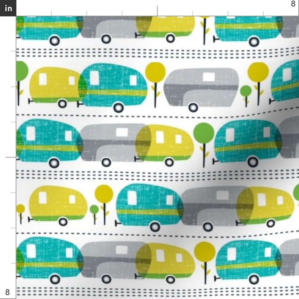Retro Camper Fabric Caravan by Heatherdutton Mid Century - Etsy