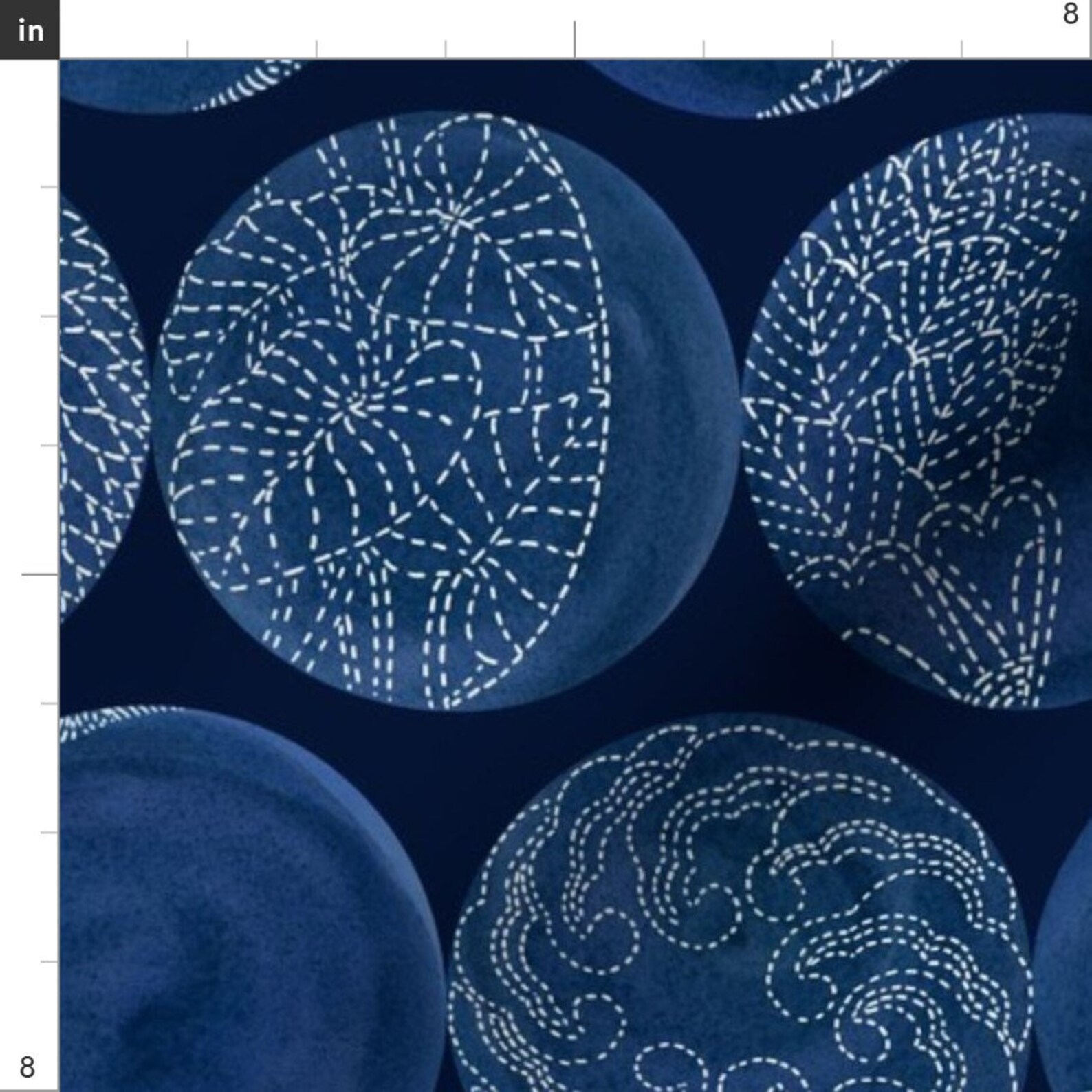 Moon Fabric Sashiko Moon Phases by Honoluludesigns Blue - Etsy