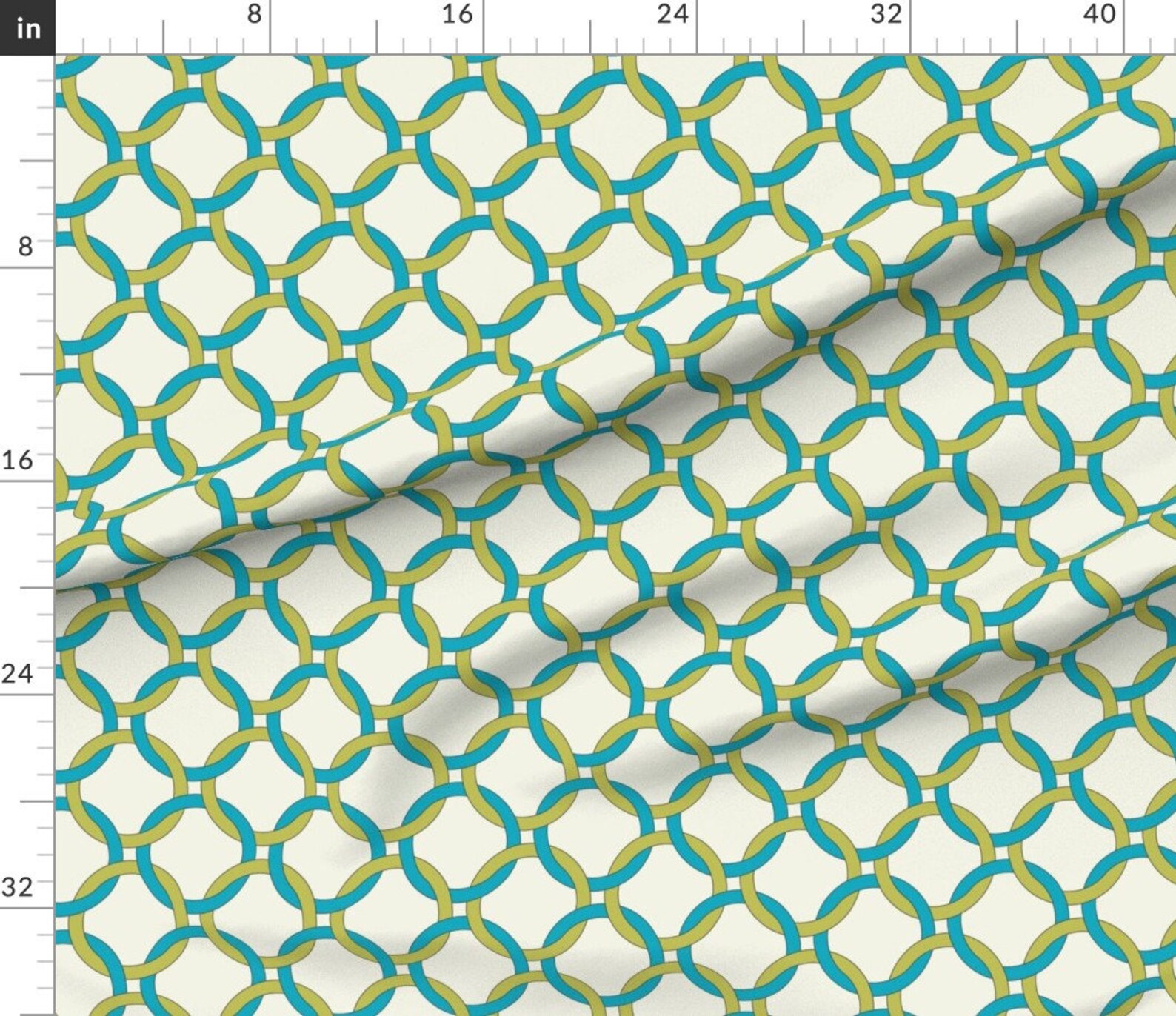 Olive Green Blue Circle Fabric Interlocking Circles April - Etsy