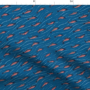 Salmon Fabric Upstream Salmon by Caleb Luke Lin Salmon - Etsy