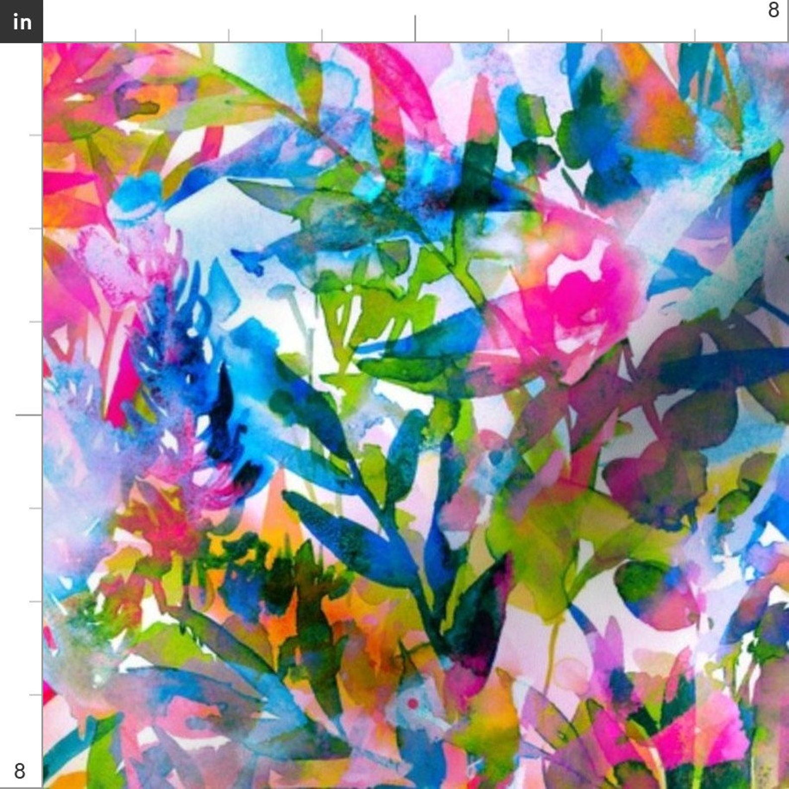 Rainbow Jungle Floral Leaves Fabric Tropic Dream by - Etsy