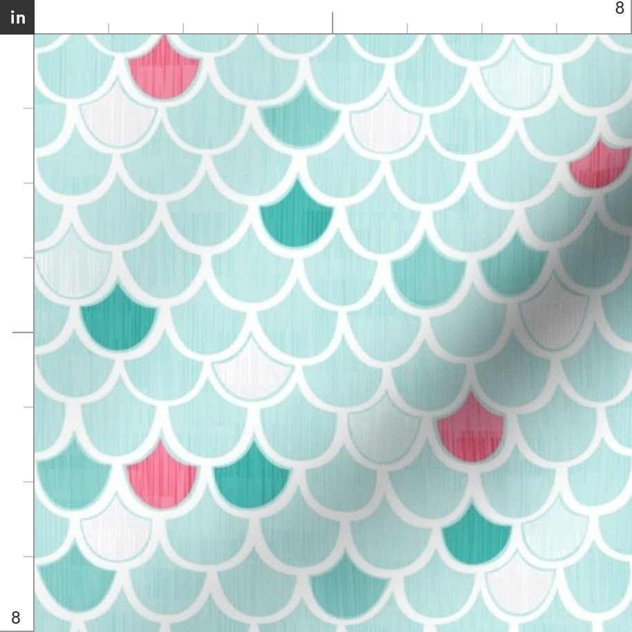 Mermaid Scale Fabric Blue Mermaid Scales by Friztin Modern | Etsy