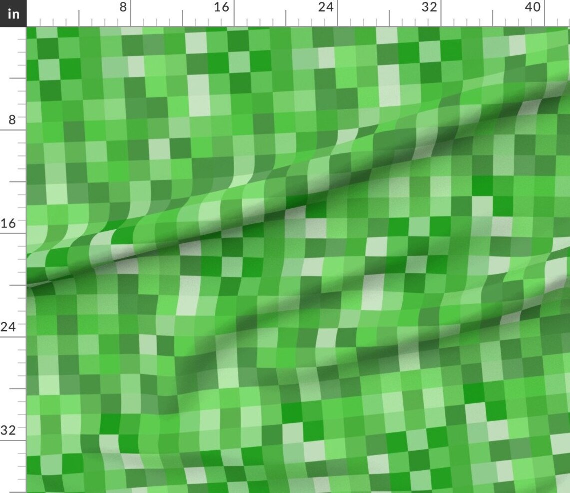 Pixel Creature Fabric Green Pixel Fabric by Lightningandlace - Etsy
