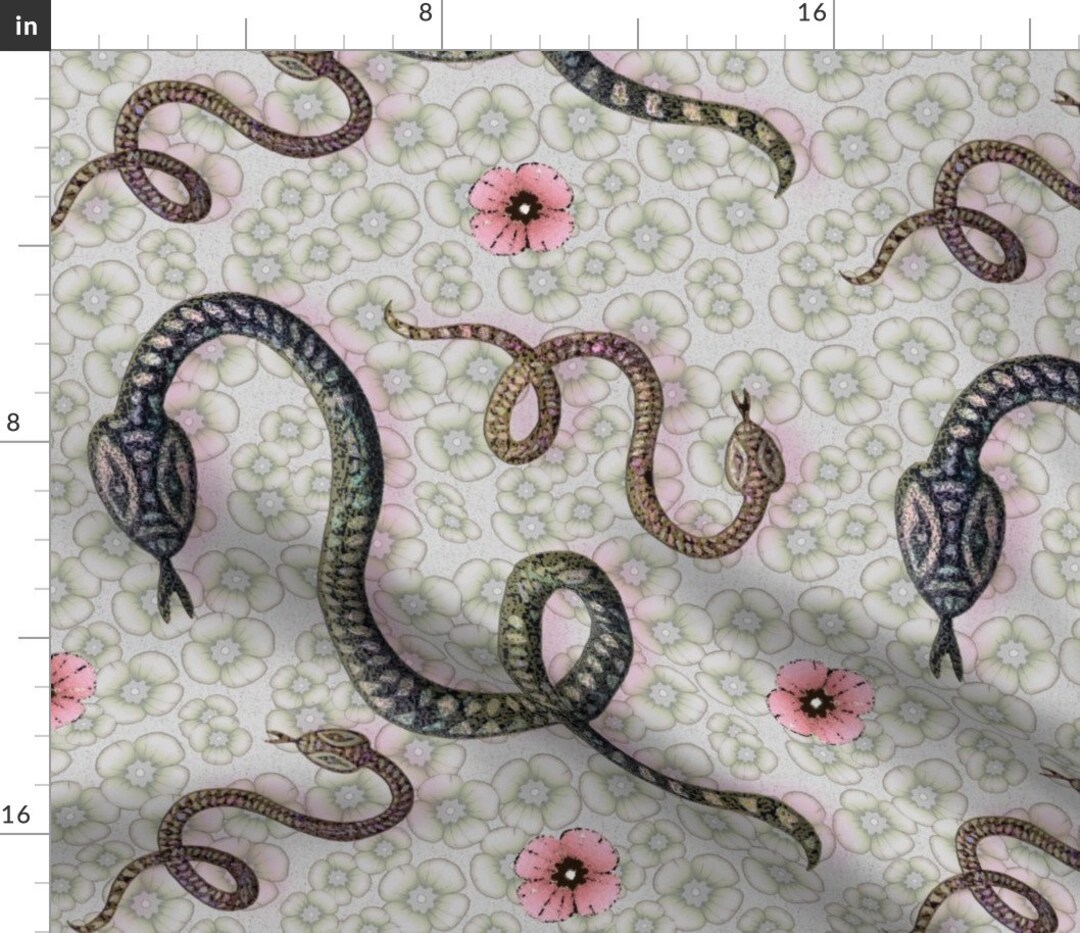 Garden Snake Fabric Snake Year With Flowers by Lucybaribeau Garden ...