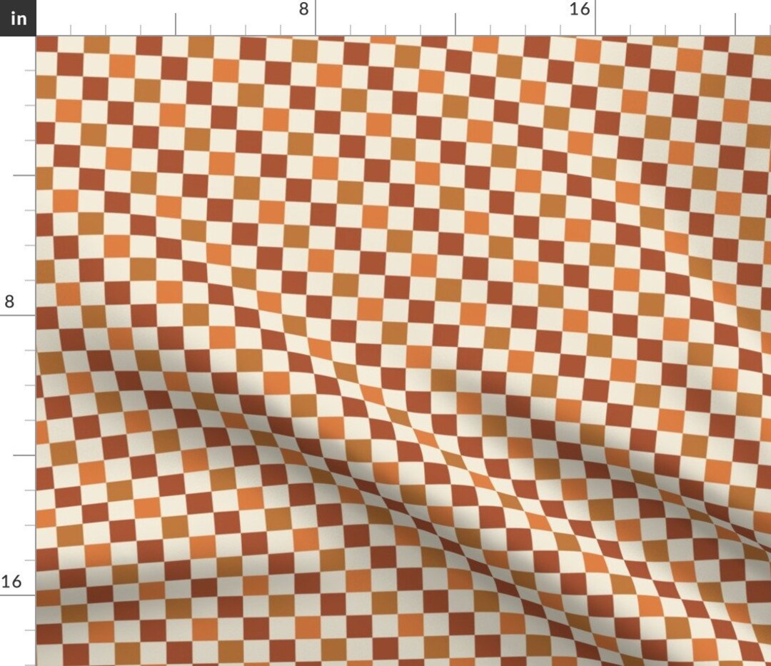 Autumn Check Fabric Retro Fall Checkers by - Etsy