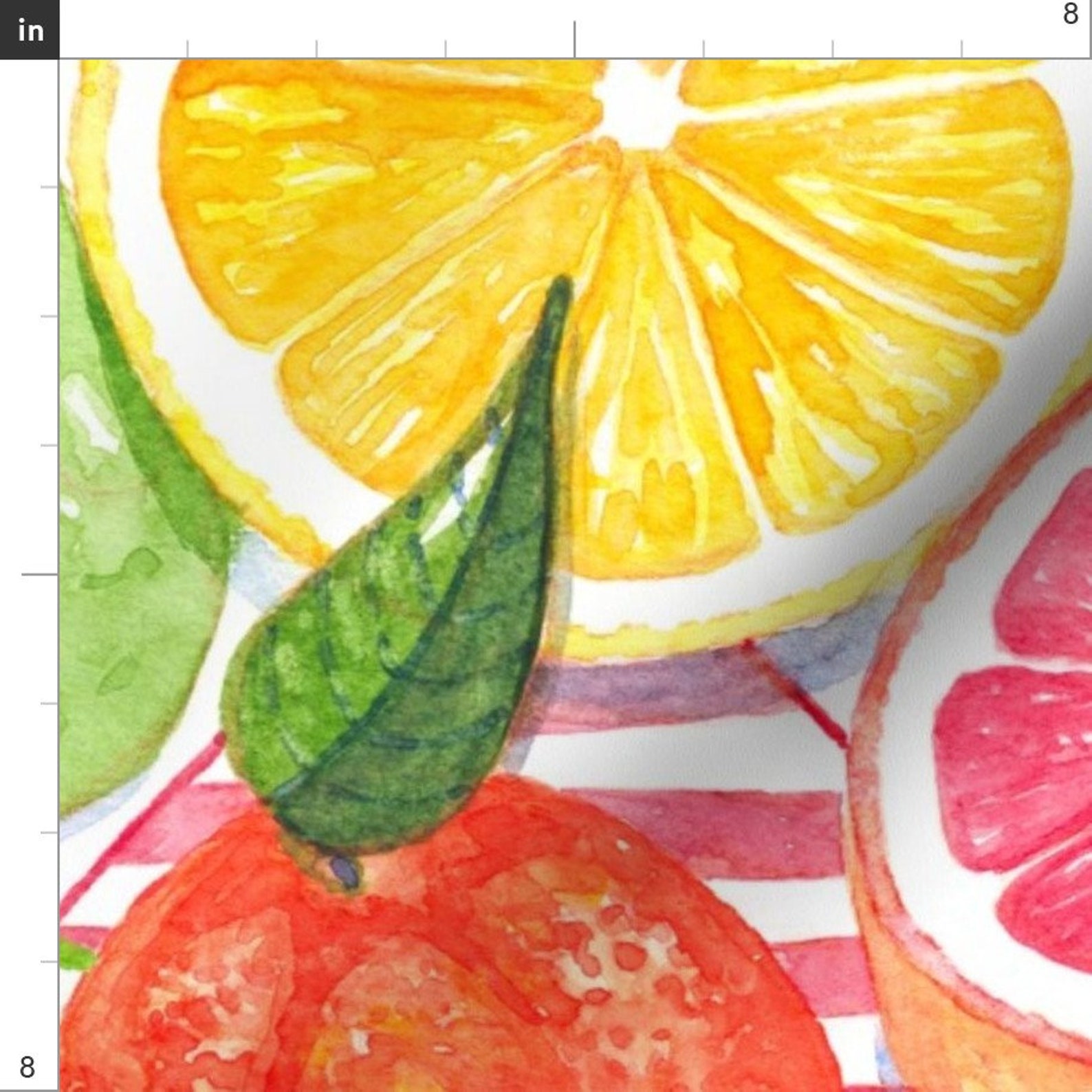 Pop Art Watercolor Fabric Citrus Pop Fruit Stripes By | Etsy