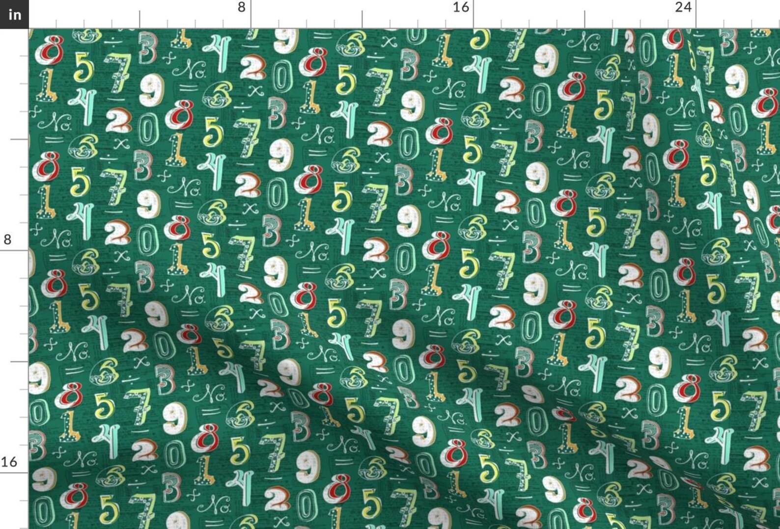 Green Math Fabric - Numéro by Graceful - Green Number Classroom and ...