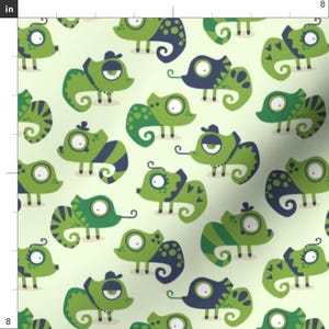 Dapper Chameleons Fabric - Greenery Chameleon by Ewa Brzozowska - Green ...