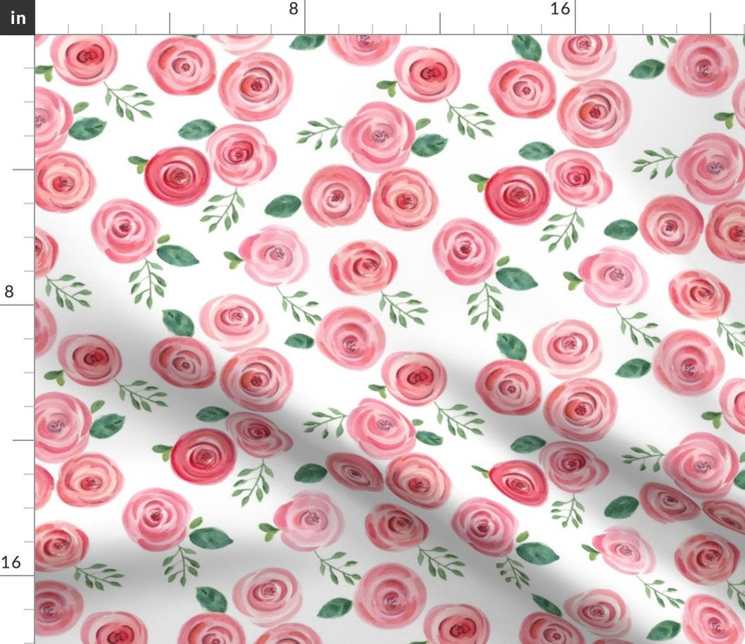 Pink and Red Rose Fabric Watercolor Roses // Reds and Pinks - Etsy
