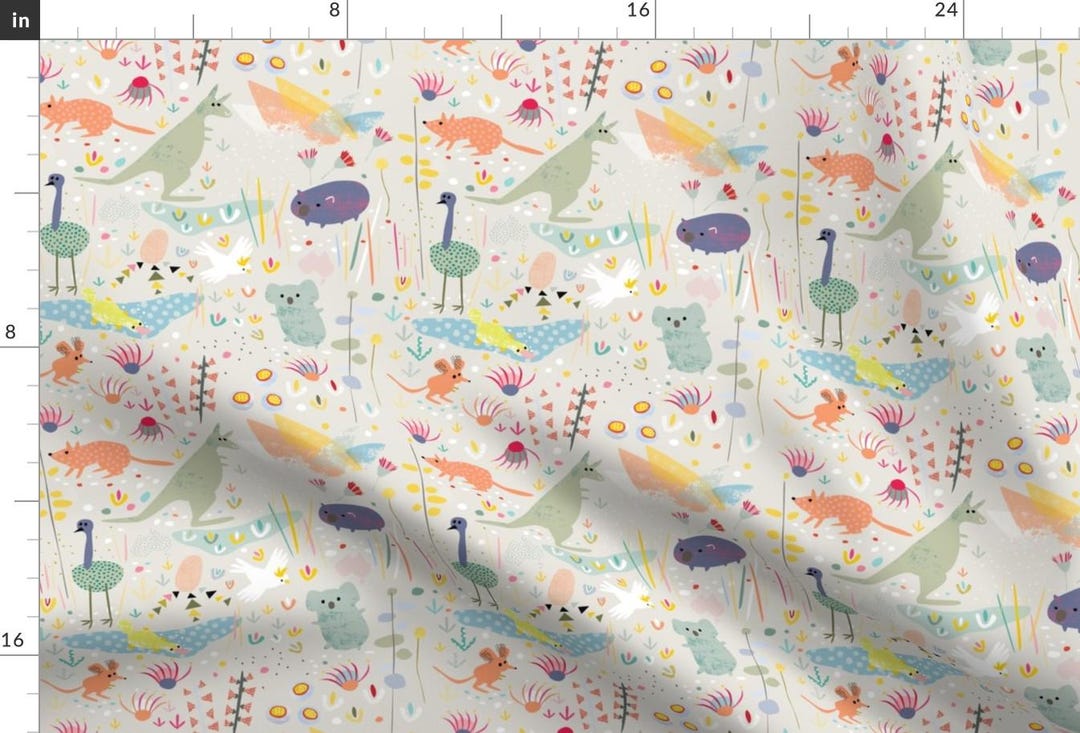 Gender Neutral Fabric - Australian Animals by Mountvicandme - Colorful ...