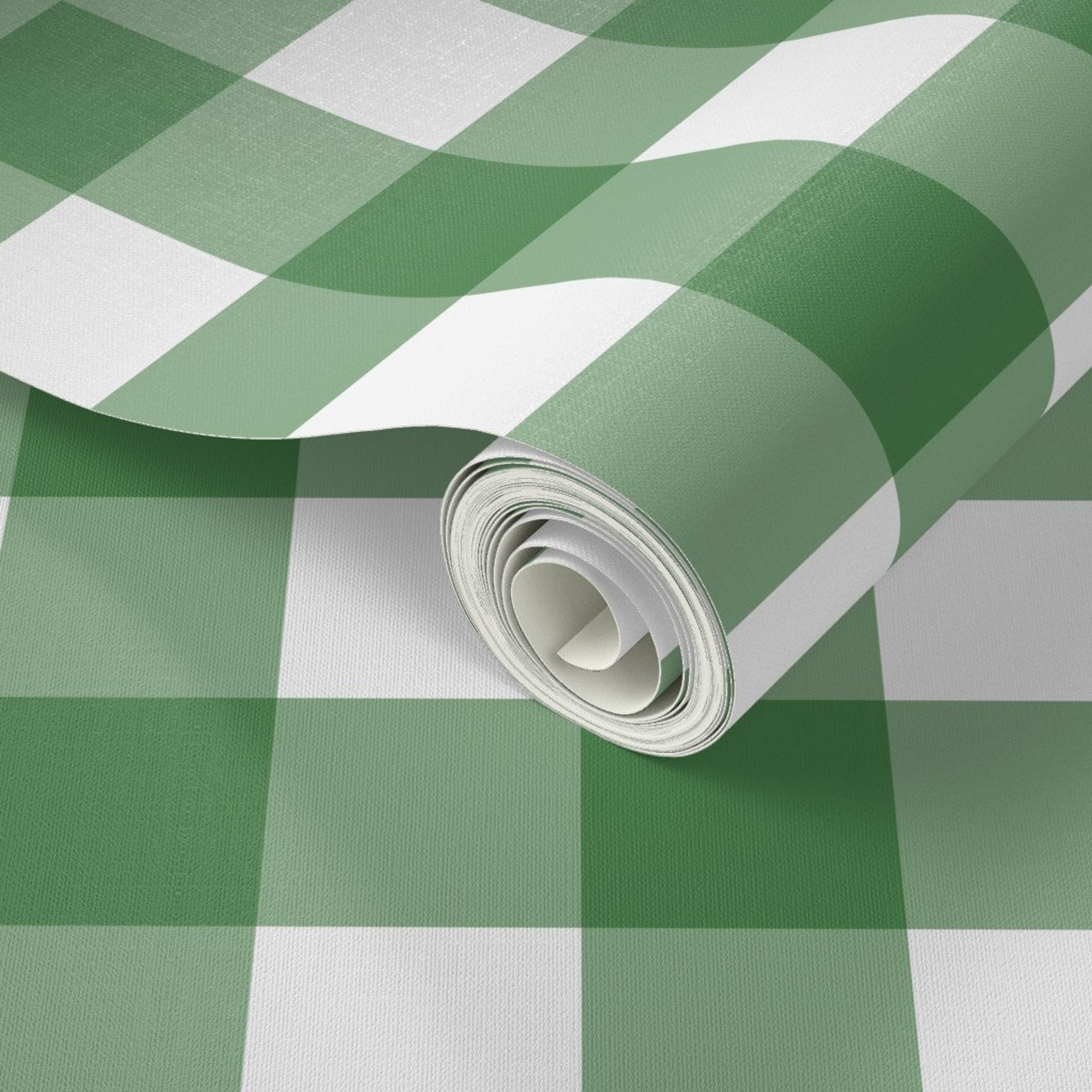 Green Check Wallpaper Check Kelly by Willowlanetextiles - Etsy