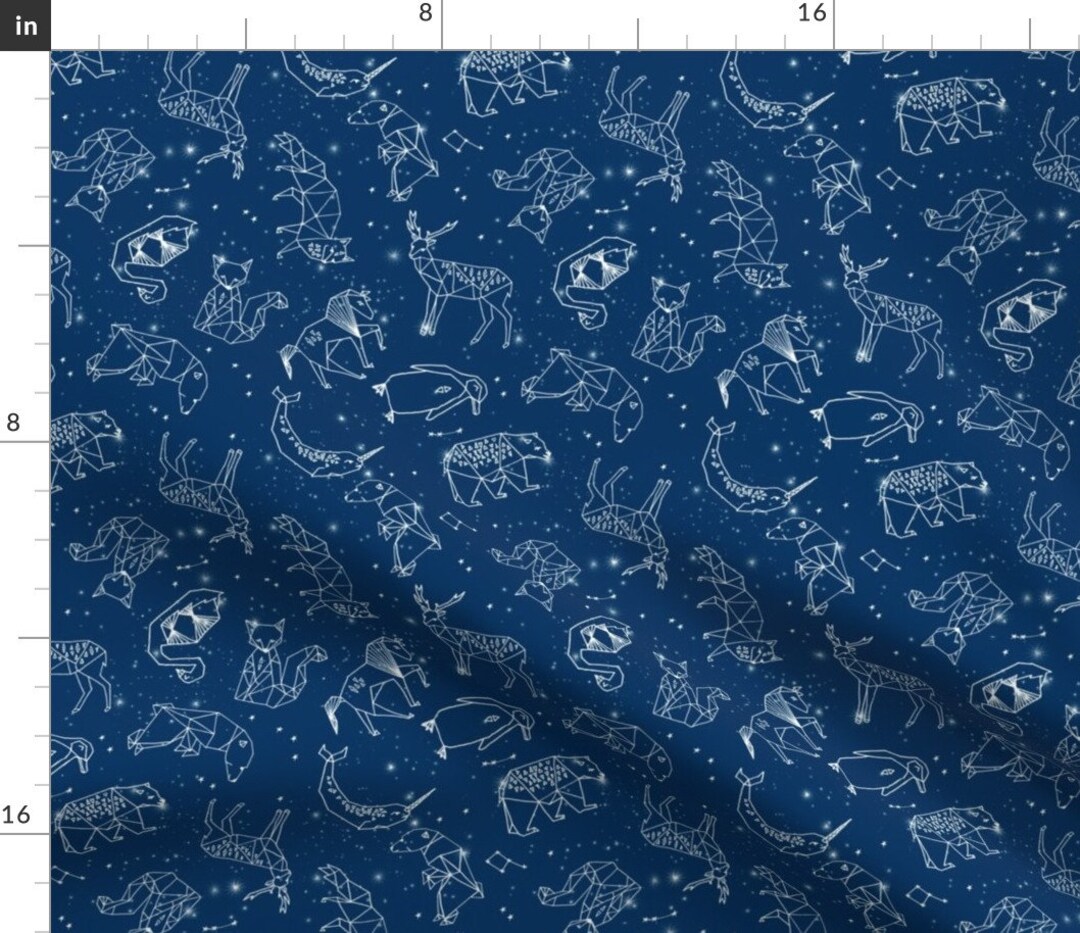 Depicted Constellations Fabric Geometric Constellation Animals Stars ...
