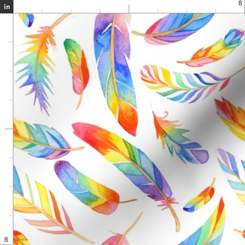 Rainbow Feather Fabric Rainbow Feathers by Emmaallardsmith - Etsy