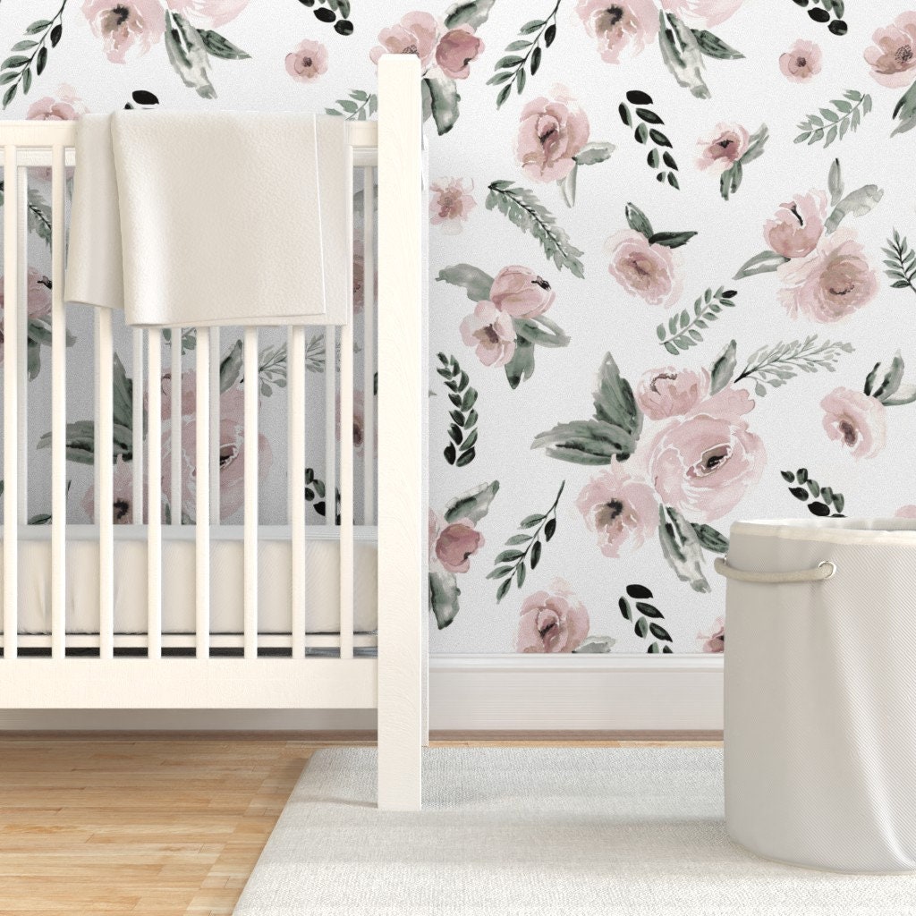 Blush Floral Wallpaper Blushfloral by Northeighty Blush | Etsy