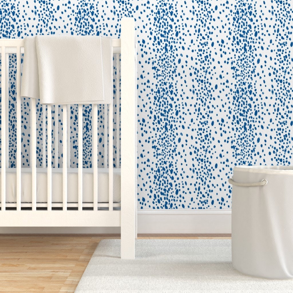 Blue Dots Wallpaper Royal Dots by Domesticate Blue Dots | Etsy