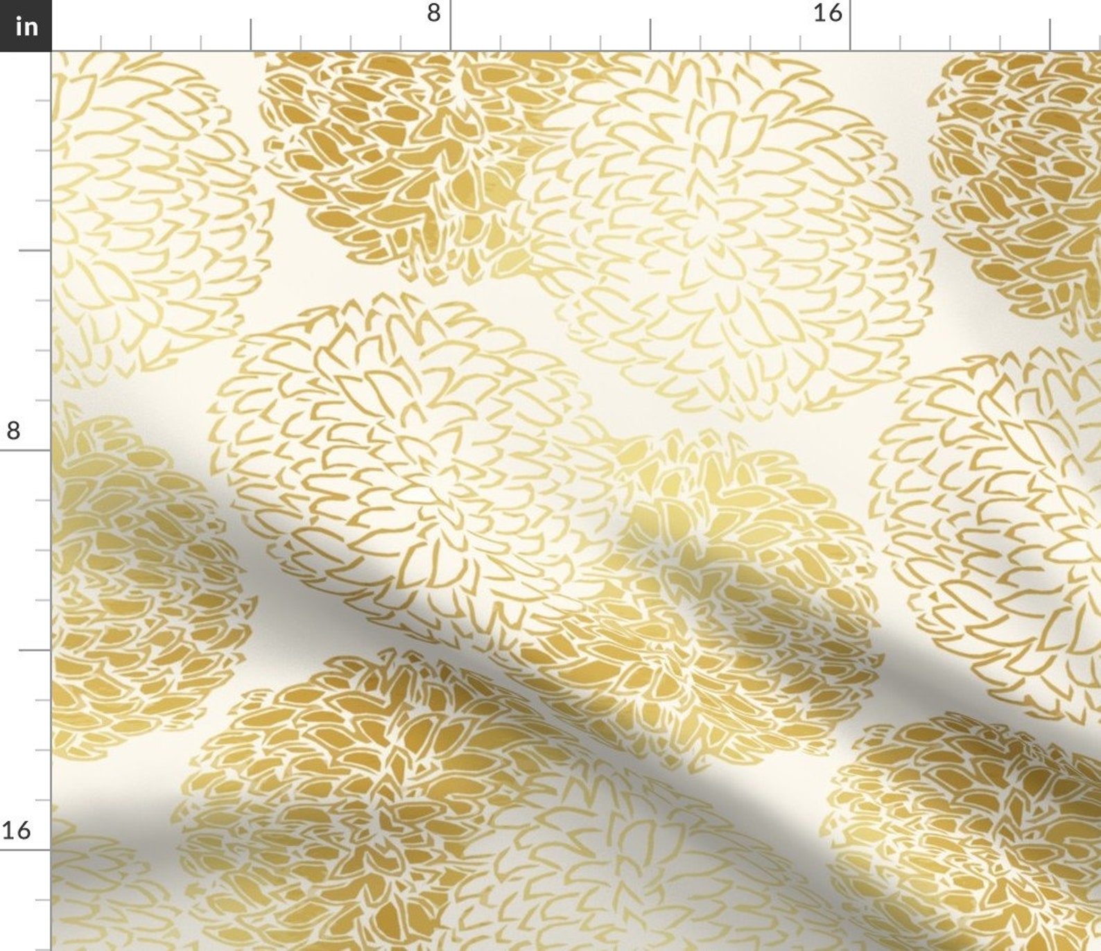 Golden Floral Fabric ming Chrysanthemum in Gold Dust by - Etsy