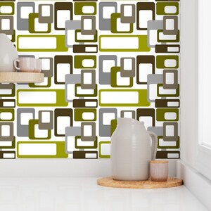 Mid-century Squares Wallpaper mid-century Modern by Hot4tees - Etsy