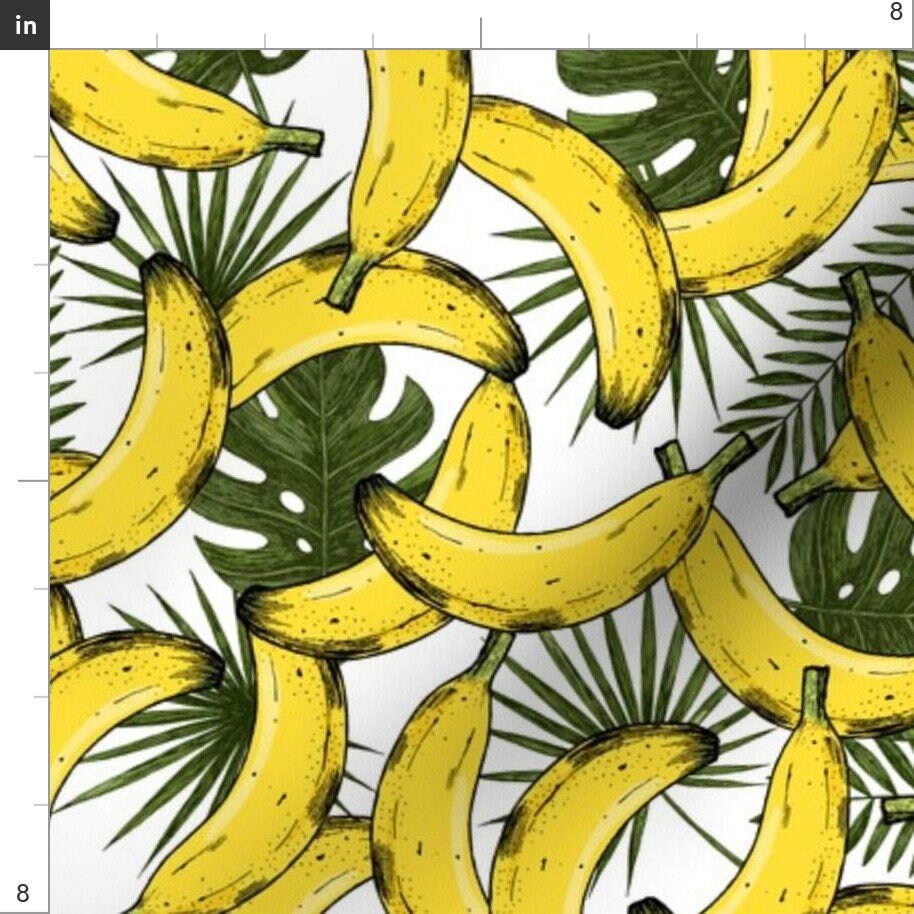 Tropical Banana Fabric Tropical Bananas By Adehoidar | Etsy