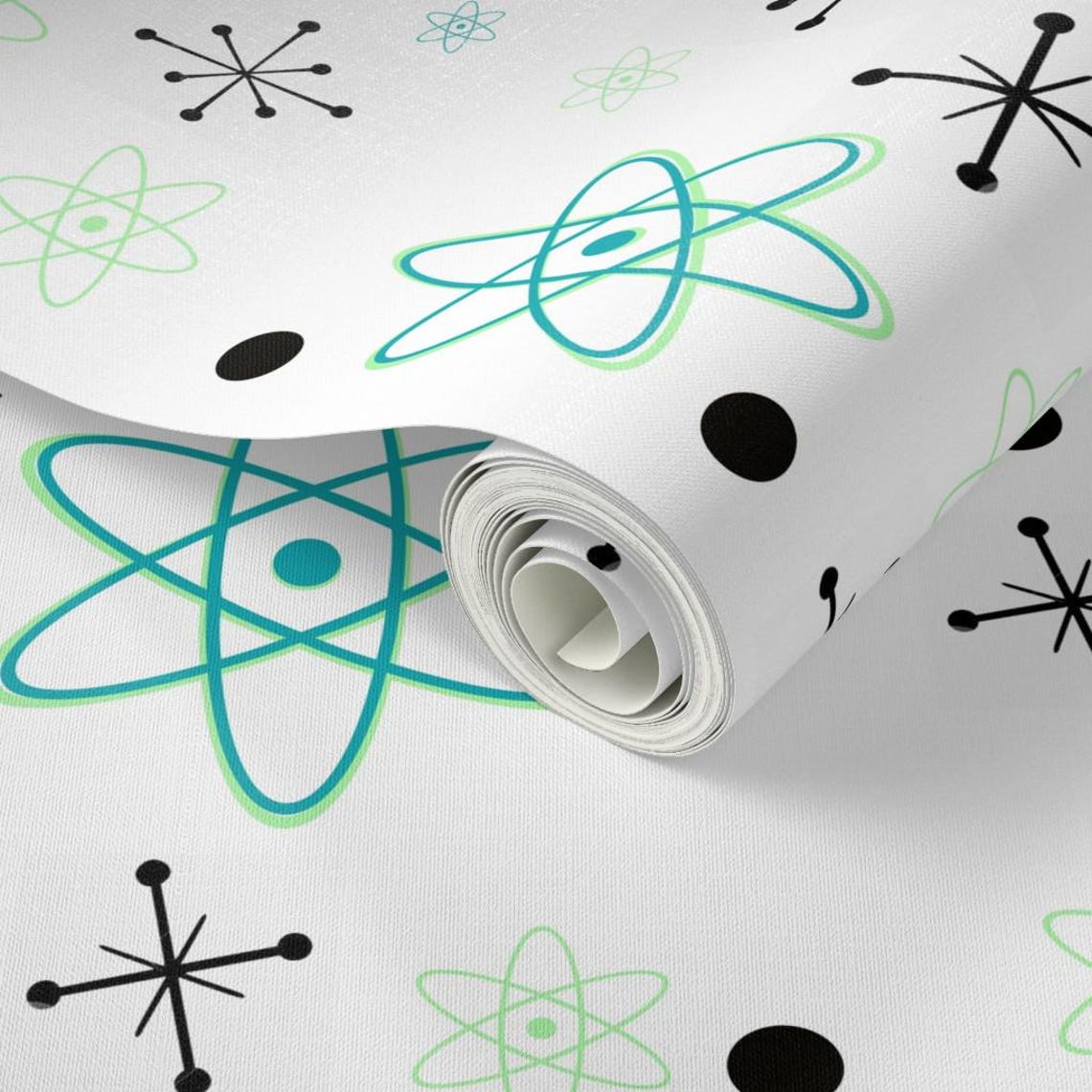 Atomic Wallpaper - Atomic Stars Black Turquoise by Flowerchildtrends ...