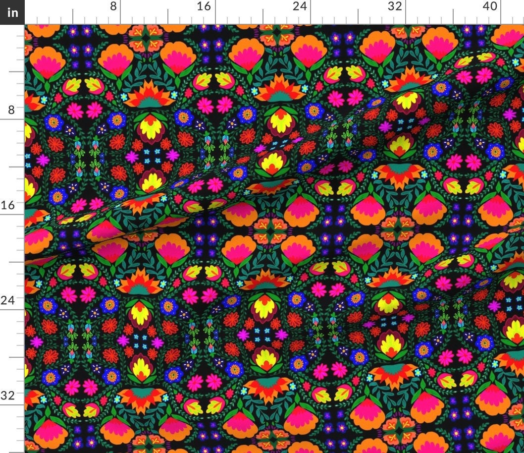 Mexican Folk Art Floral Fabric Fiesta by Napolicreates - Etsy