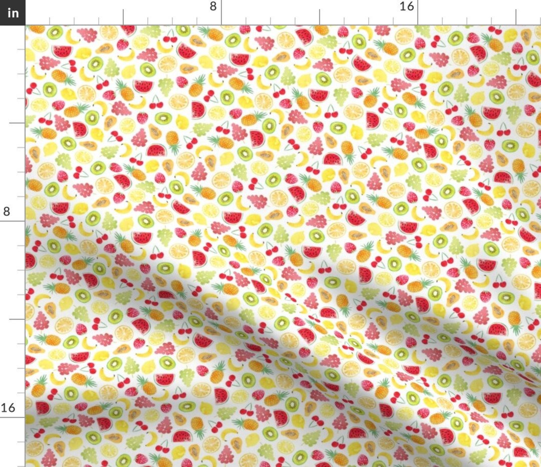 Summer Fruits Small Scale Pattern Fabric Tutti Frutti Ditsy - Etsy
