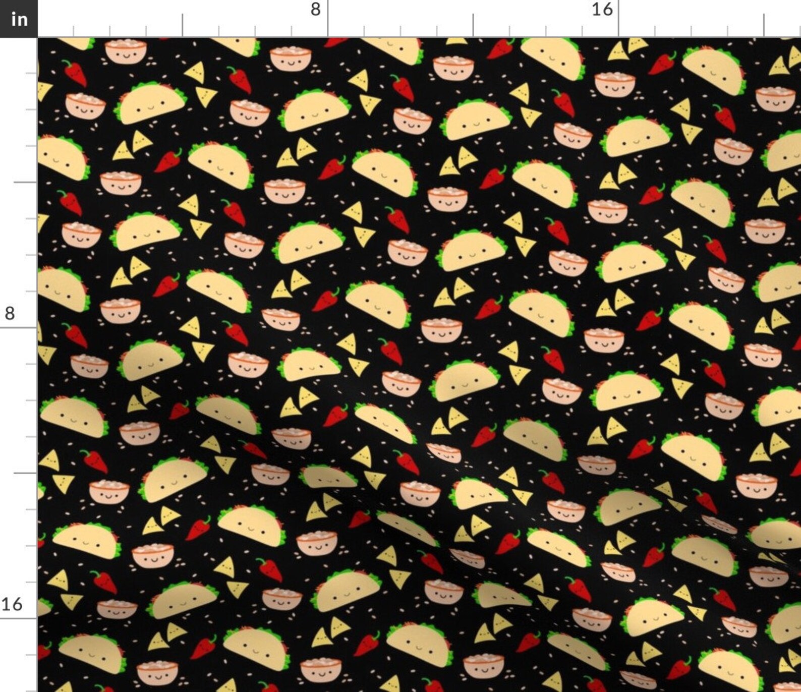 Taco Fabric Taco Tuesday Party by Clayvision Taco Kawaii - Etsy