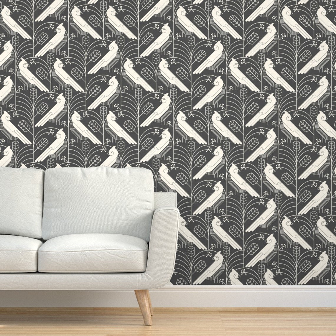 Scandi Tribal Wallpaper Neutral Geometric Northern Cardinal - Etsy